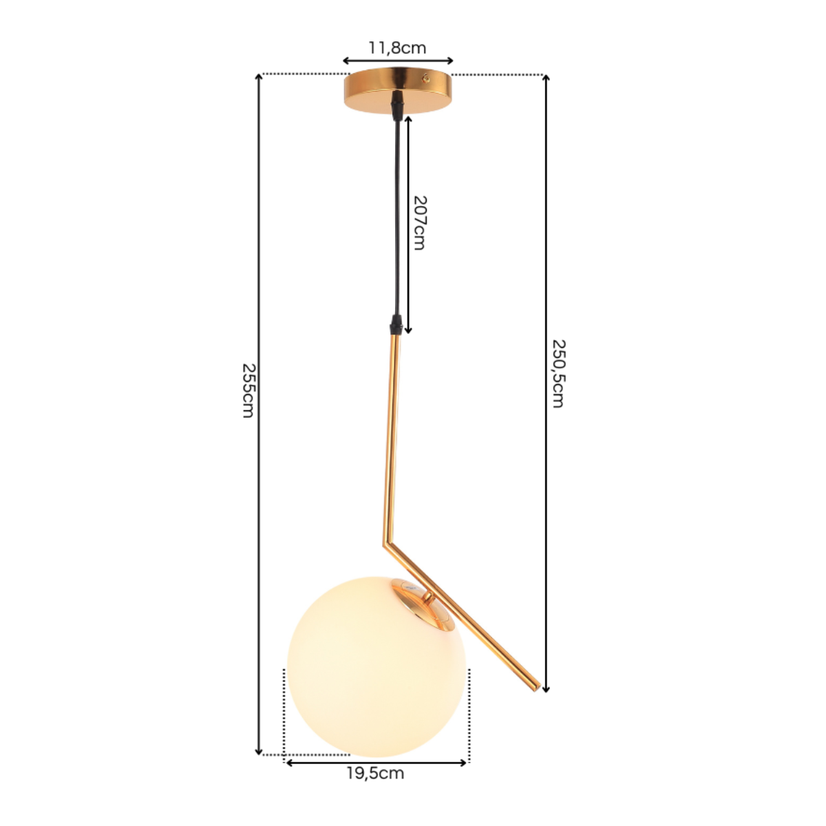 Luminária Pendente Lustre Inclinado Jabuticaba Dourado Bola Globo ...