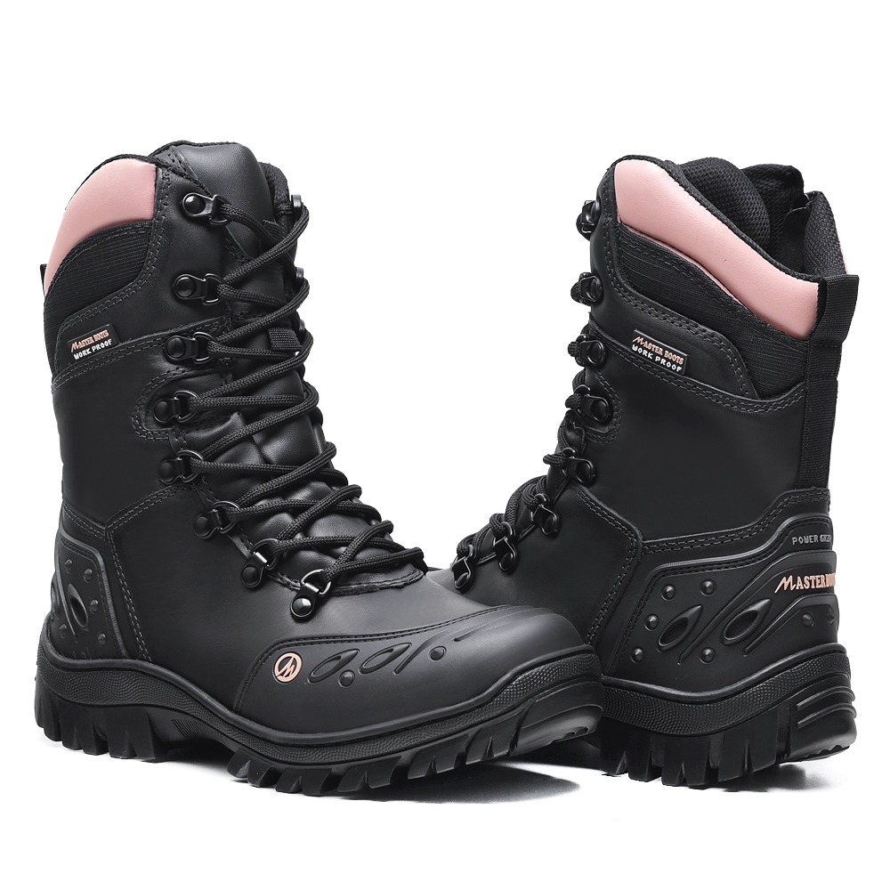 Bota Adventure Feminina Semi Impermeável Soldier Preto Rosa - Zarb Calçados