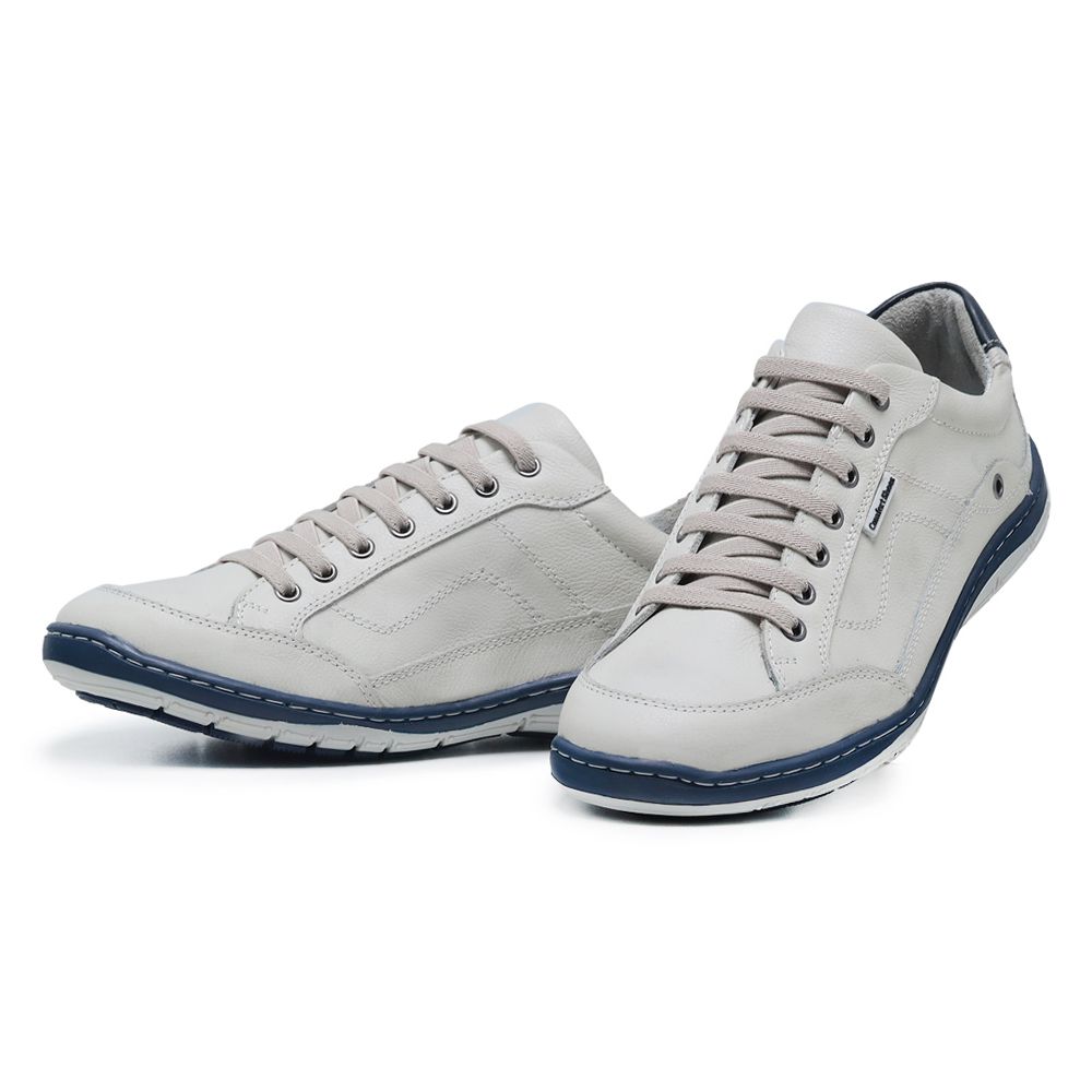 Sapatênis Masculino De Couro Legitimo Comfort Shoes - 4002 Gelo ...
