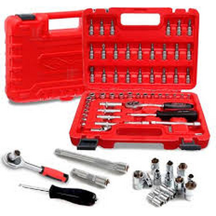 JOGO SOQUETE 1/4" 57 PEÇAS CAIXA PLASTICA 3332157 CORNETA-ETILUX ...