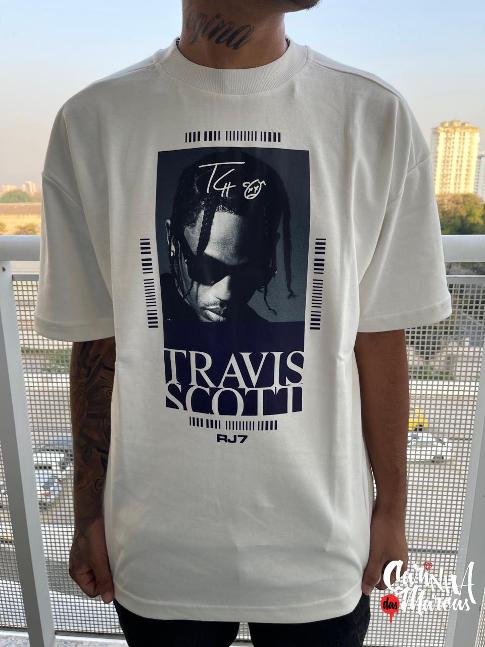 Camiseta RJ7 Masculina Suedine Travis Scott- Branca - CARINHA DAS MARCAS