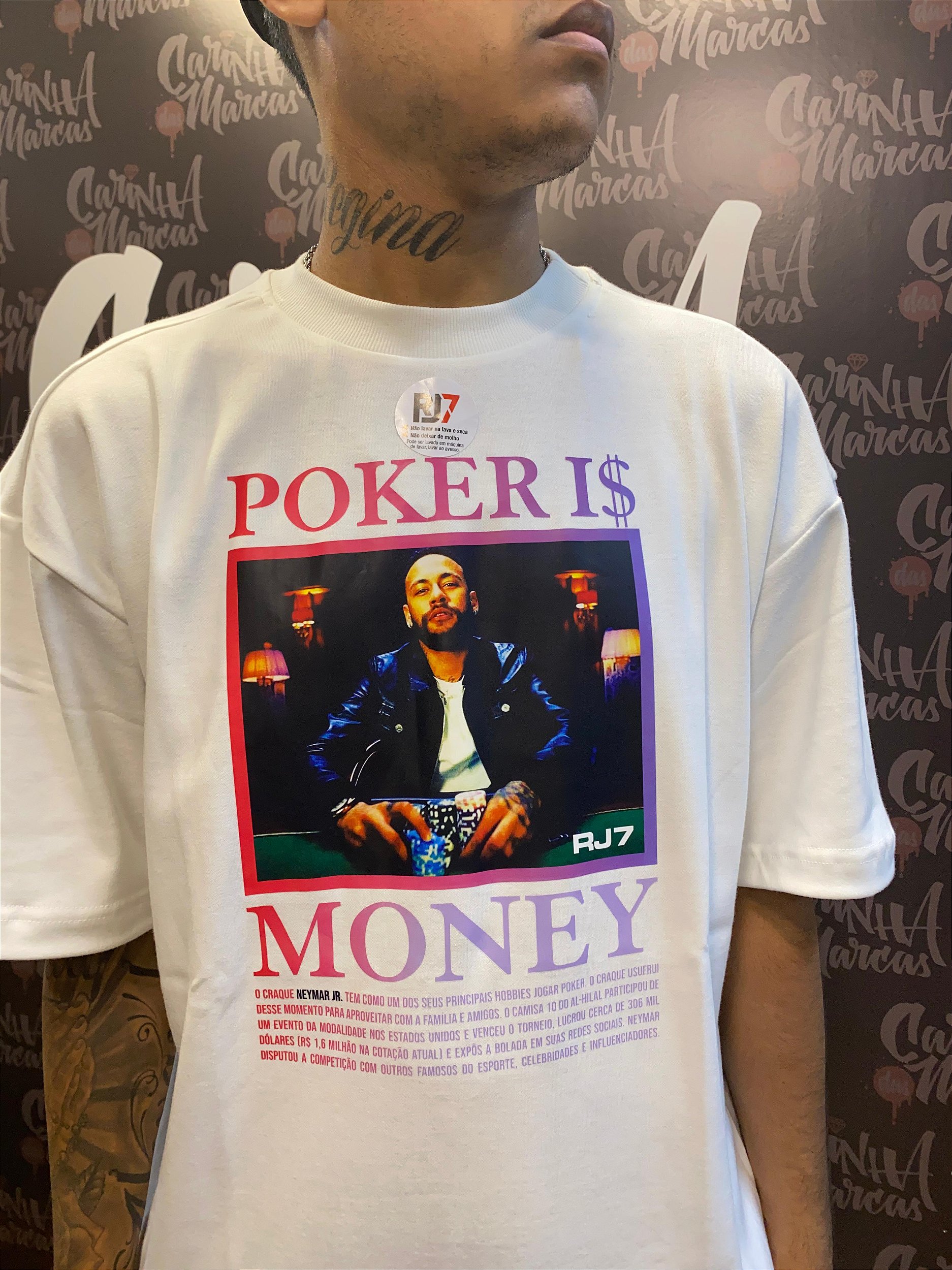 Camiseta RJ7 Masculina Suedine Neymar Jr.- Branca - CARINHA DAS MARCAS