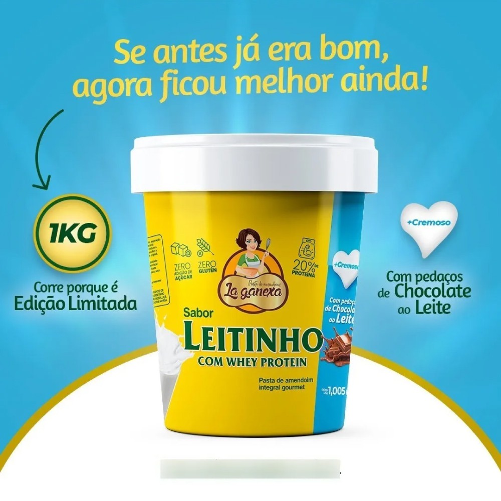 Pasta de Amendoim Leitinho com WHEY PROTEIN - La Ganexa - BH Suplementos