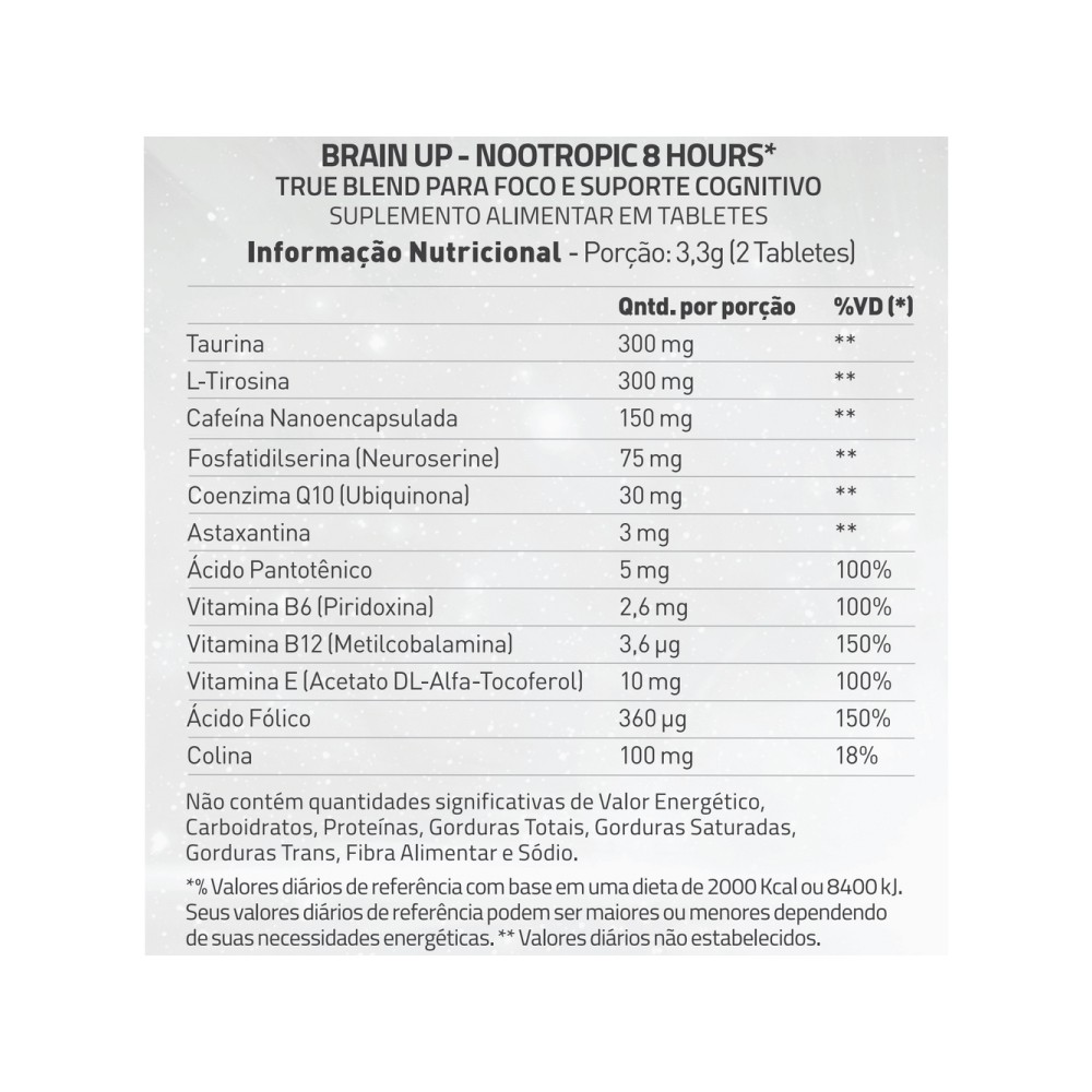 Nootrópico BRAIN UP 60 tabletes - TRUE SOURCE - BH Suplementos