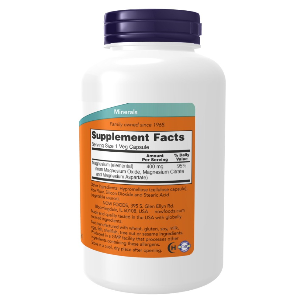 Magnesium Caps 400mg (Magnésio Puro Concentrado) - Now Foods - BH ...