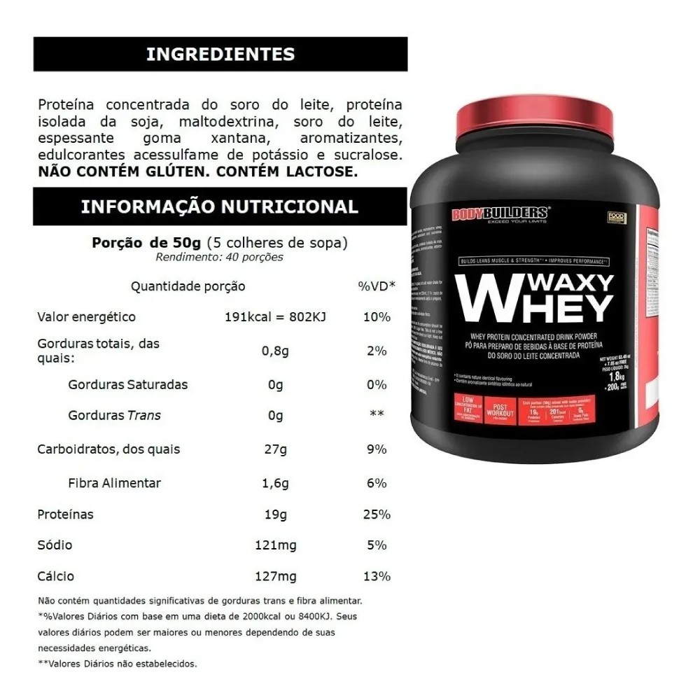 Kit Waxy Whey 2kg + BCAA + Creatina + Albumina - Bodybuilders - BH ...