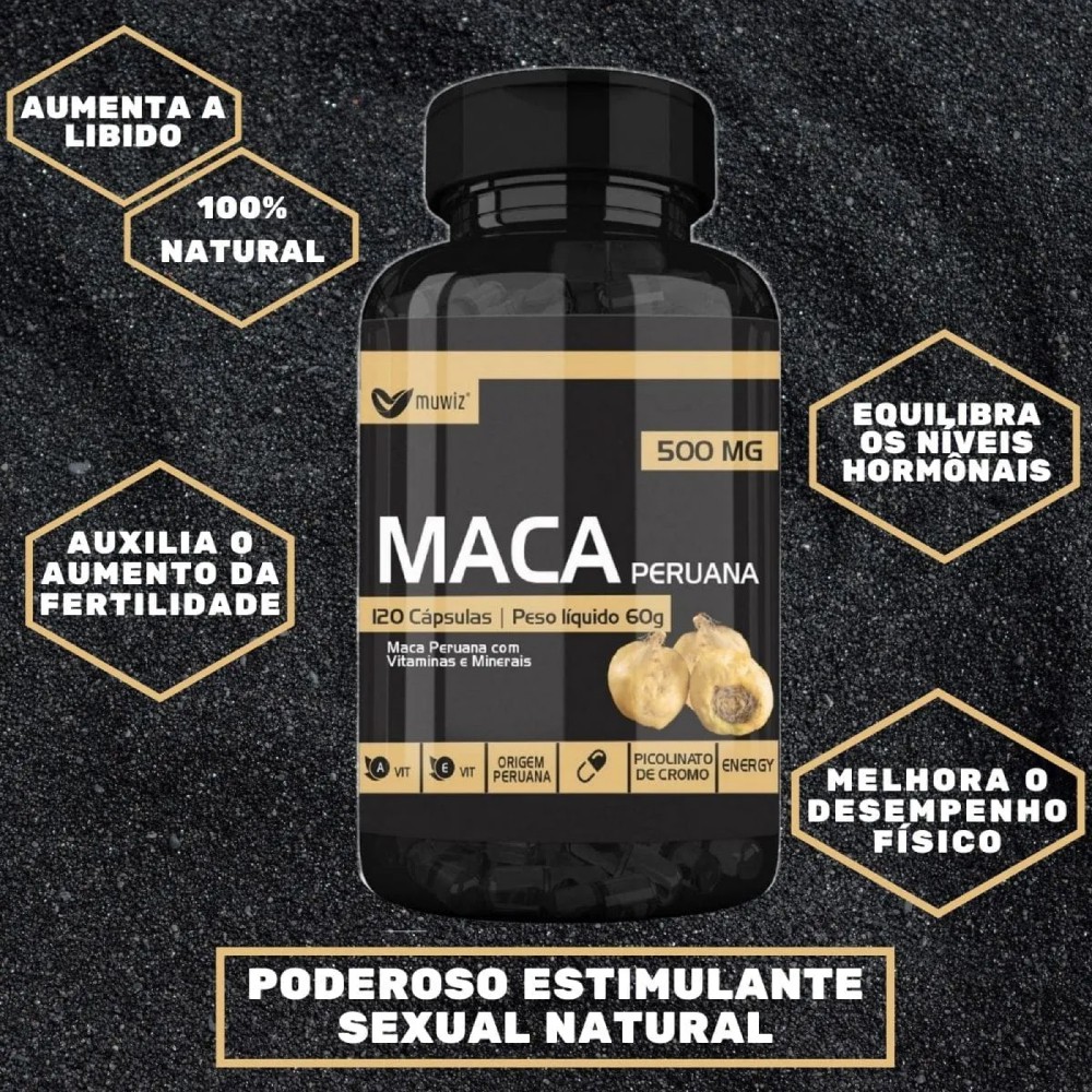 Kit 4x Maca Peruana Pura 500mg 120 Cápsulas cada - Muwiz - BH Suplementos