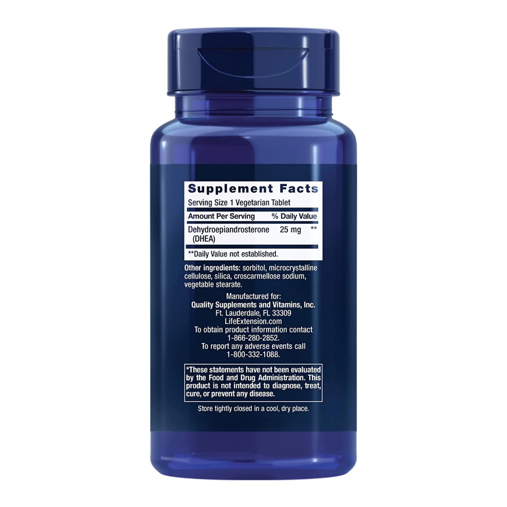 DHEA 25mg 100 Cápsulas - Life Extension - BH Suplementos