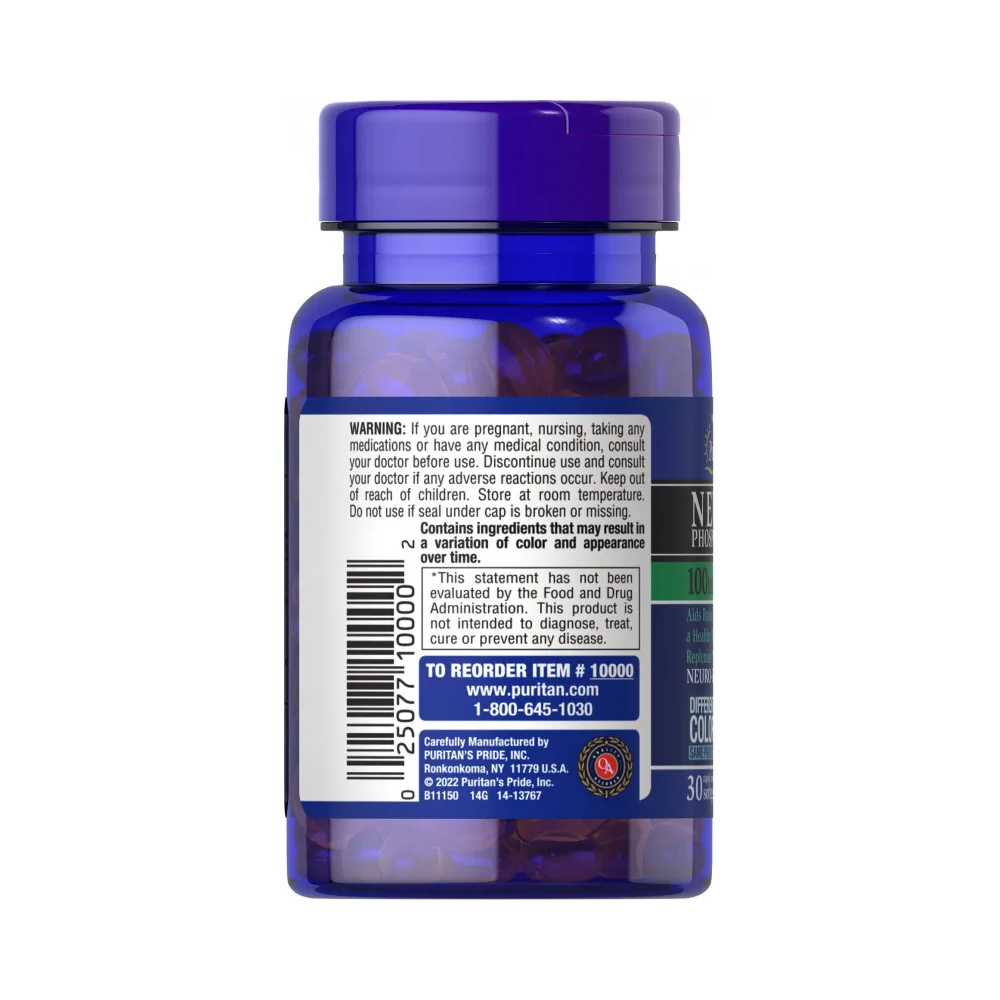 Neuro-PS (Fosfatidilserina) 100mg 60 Softgels - Puritan's Pride - BH ...