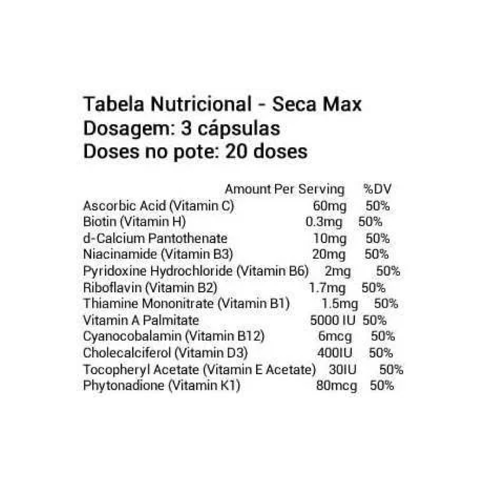 Seca Max 60 Cápsulas - Dynamic Formulas - BH Suplementos