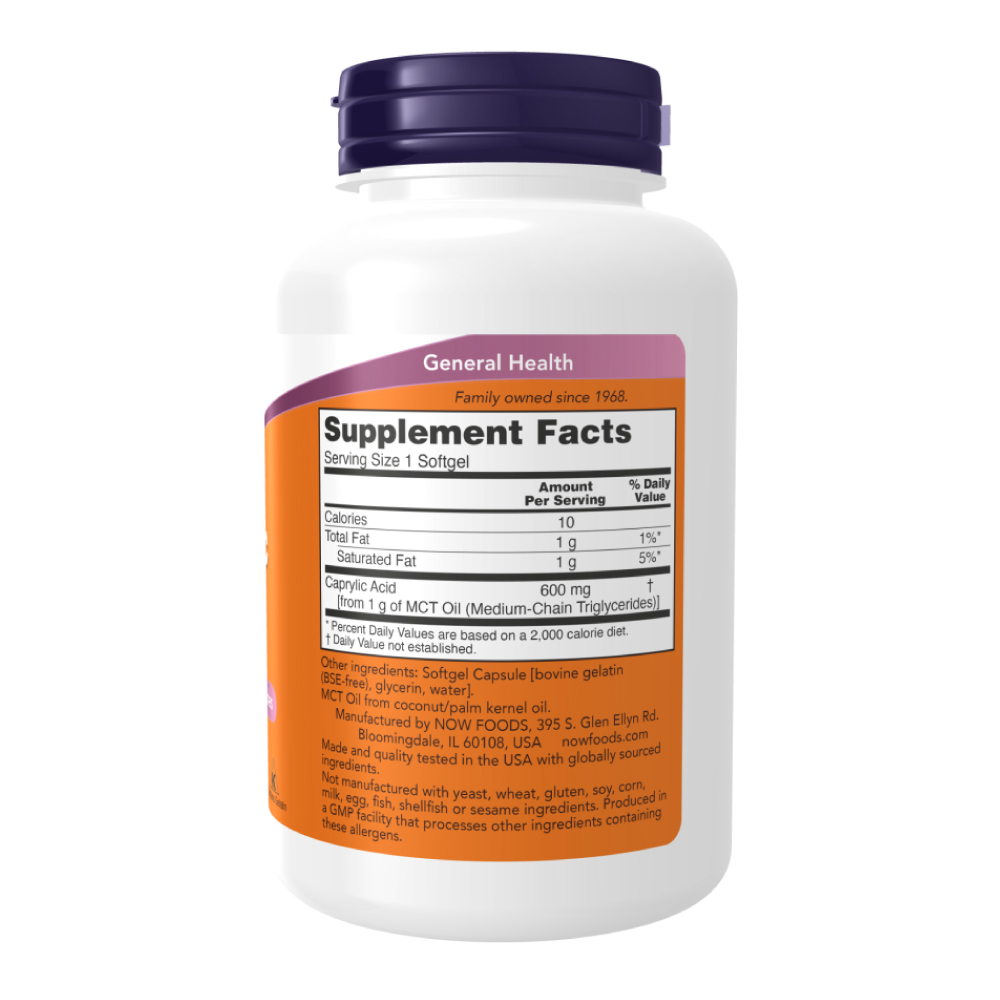 Caprylic Acid 600mg (Ácido Caprílico) 100 Softgels - Now Foods - BH ...