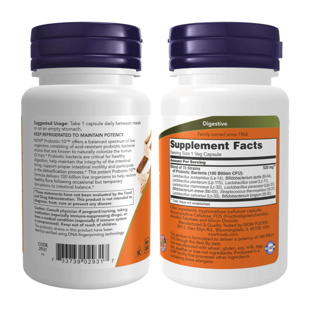 Probiótico 10-100 Bilhões 30 Veg Cápsulas - Now Foods - BH Suplementos