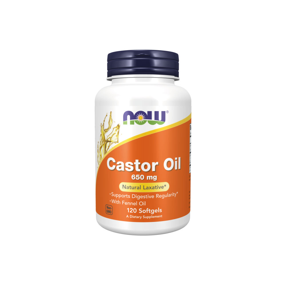 Castor Oil (Óleo de Rícino) 650mg 120 Softgels - Now Foods - BH Suplementos