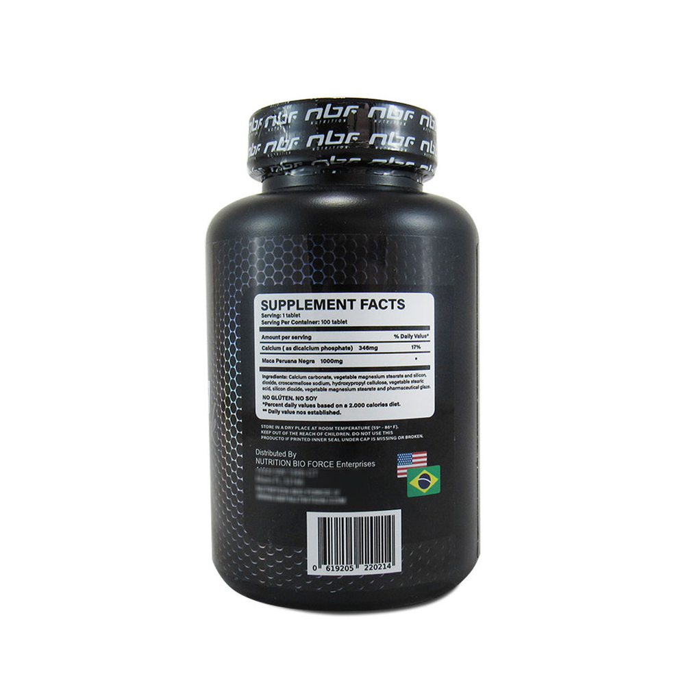 Maca Peruana Negra 1000mg 100 Tabletes - NBF Nutrition - BH Suplementos