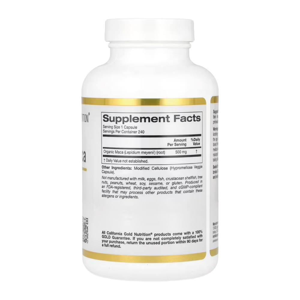 Peruvian Maca (Maca Peruana) 500mg 240 Veg Cápsulas - California Gold ...