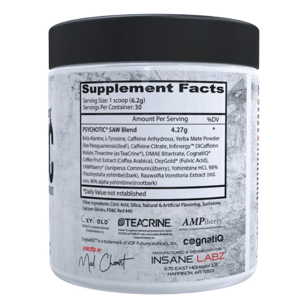 Pré-treino Psychotic SAW 185g - Insane Labz - BH Suplementos