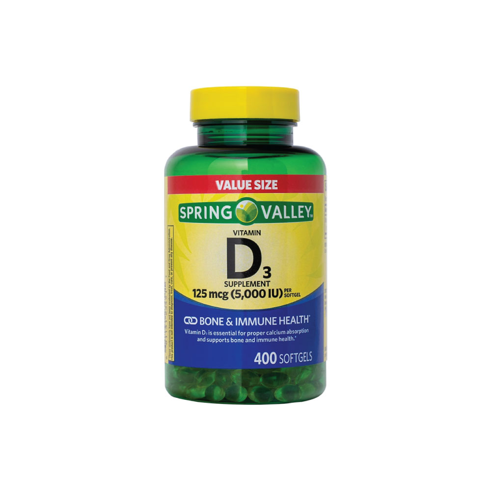 Vitamina D-3 5,000 UI 400 Softgels - Spring Valley - BH Suplementos