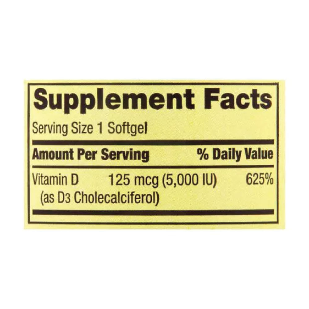 Vitamina D-3 5,000 UI 400 Softgels - Spring Valley - BH Suplementos