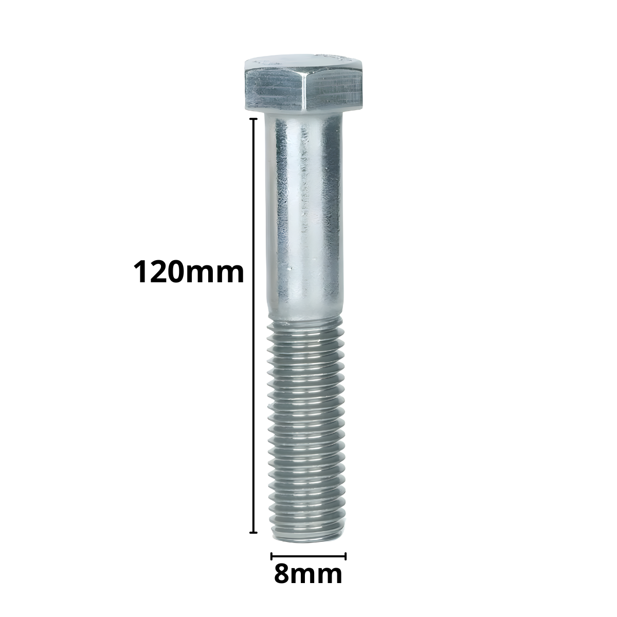 Parafuso Sextavado Rosca Parcial M8-1,25 X 120MA Ferro Zinco Branco ...