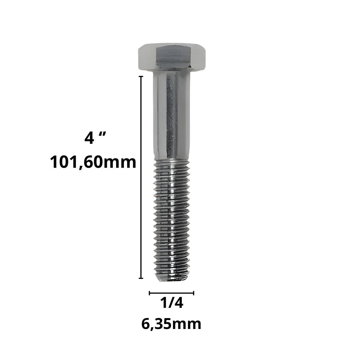 Parafuso Sextavado Rosca Parcial 1/4-20 X 4UNC Ferro Zinco Branco ...