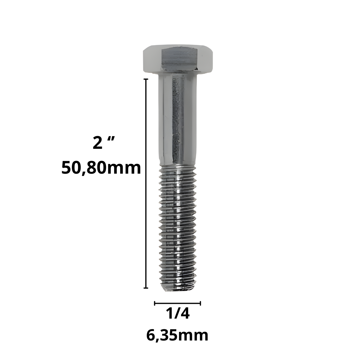 Parafuso Sextavado Rosca Parcial 1/4-20 X 2UNC Ferro Zinco Branco ...