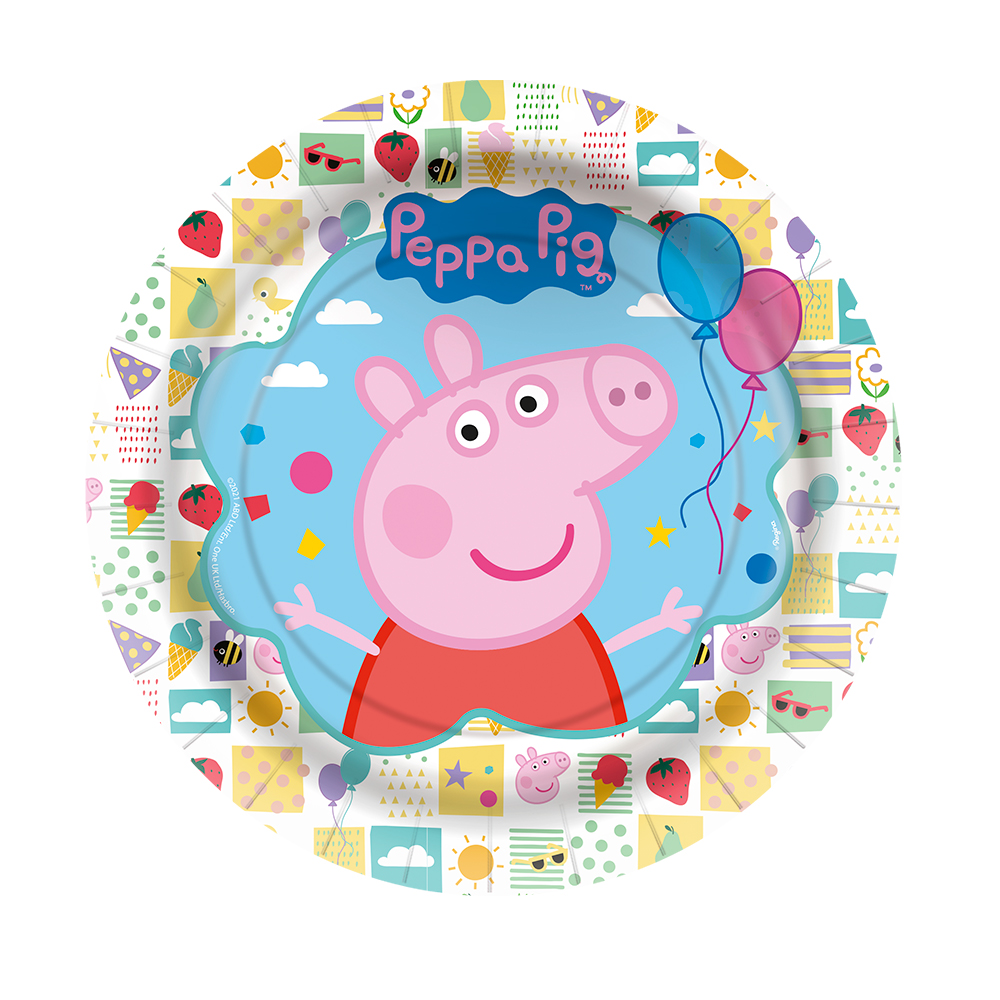 8 Pratos Redondo Tema Festa Peppa Pig - Fantasia Kids