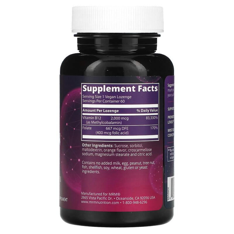 Vitamina Methyl B12 2000mcg + Ácido Fólico - MRM - Primo Suplementos