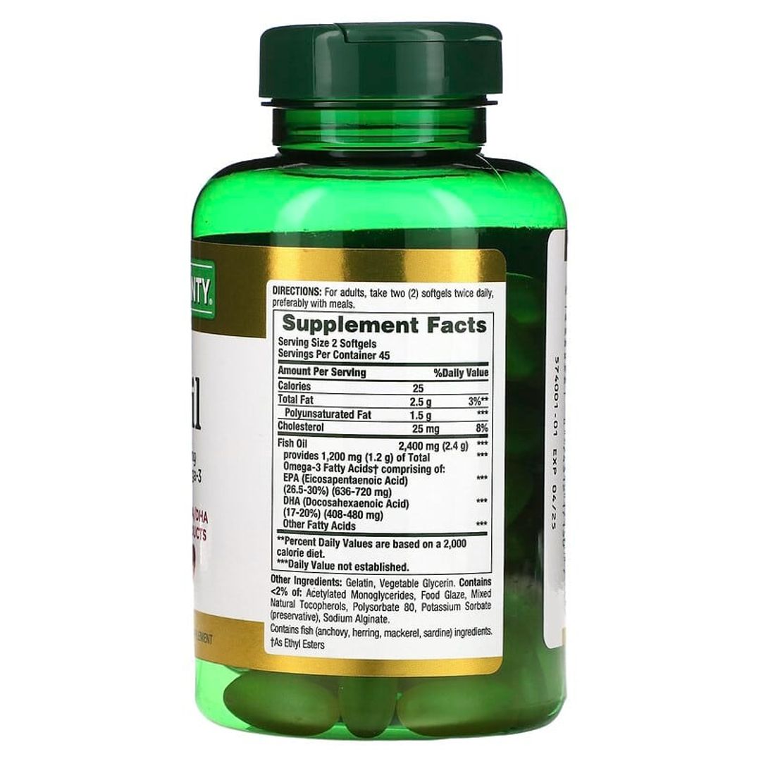 Natures Bounty Fish Oil Ômega 3 2400mg - Coração Saudável - Primo ...