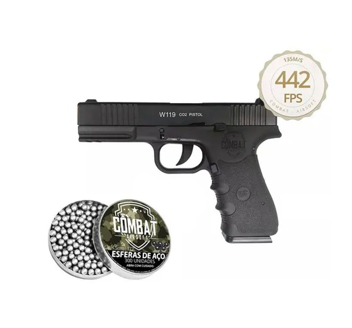 Kit Pistola Co2 Pressão Rossi W119 Semi-metal 4.5mm Blowback - Combat ...