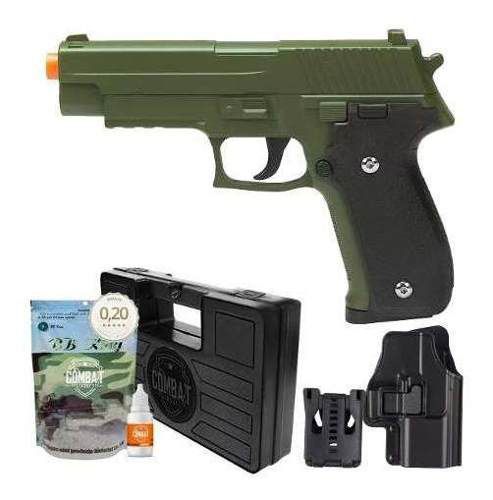 Pistola Airsoft Spring G26 Sig Sauer P226 Verde Oliva Full Metal + Kit ...