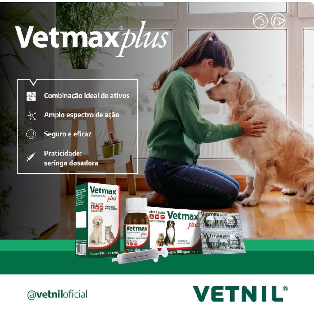 Vetmax Plus Vetnil 4 Comprimidos – Vermífugo para Cães e Gatos - Mercado AgroPet