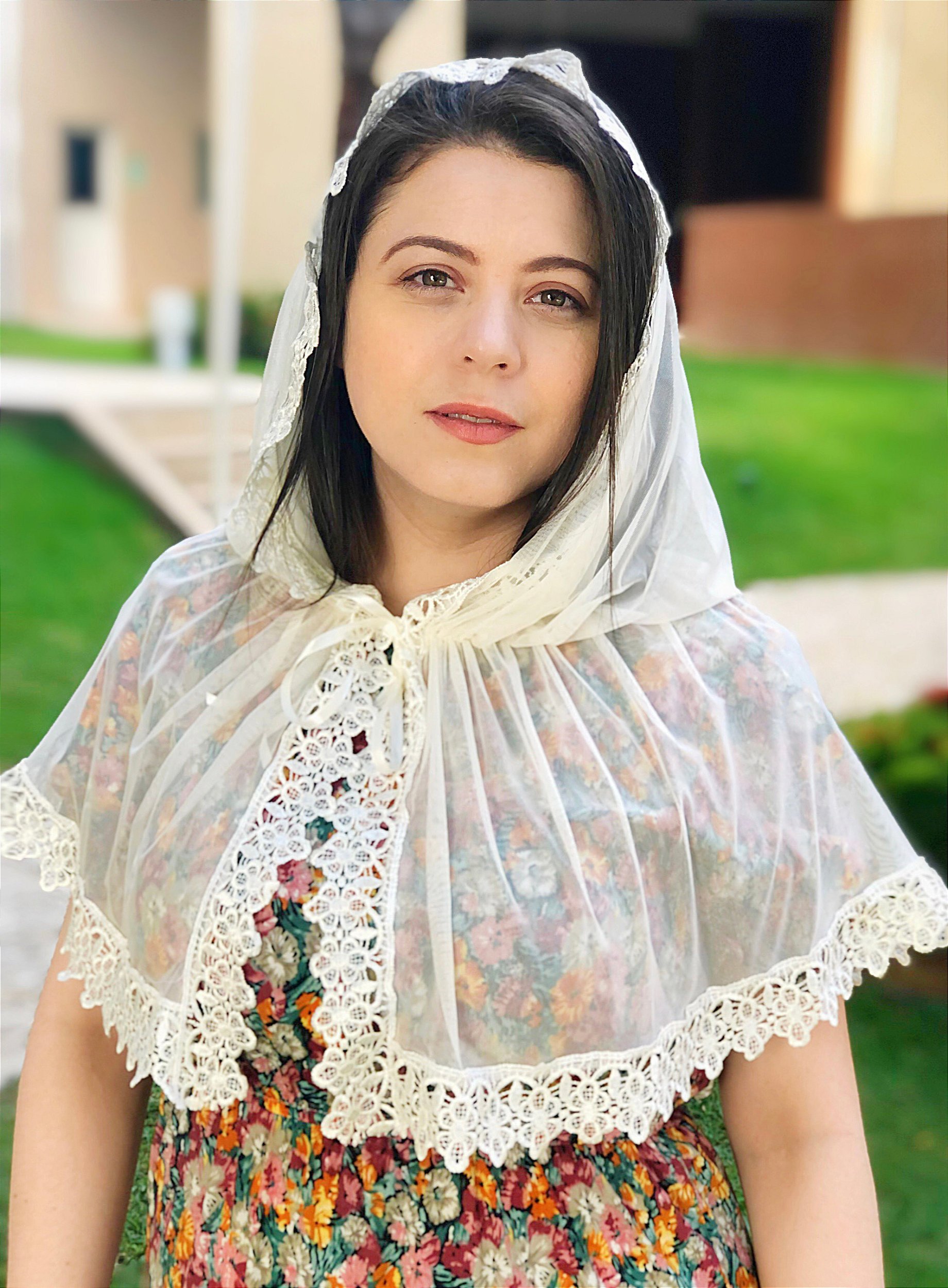 Véu capuz St. Teresinha - Off White - Maria Modesta