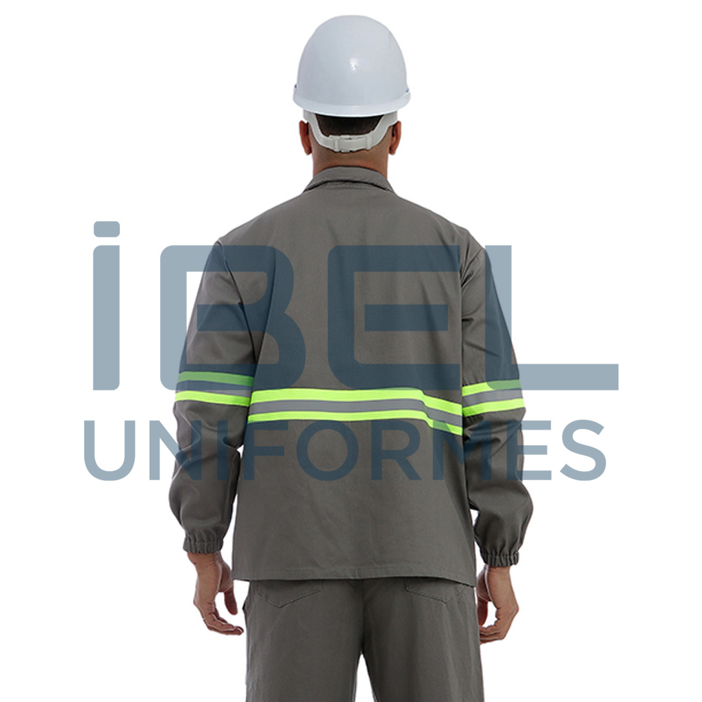 Camisa com fechamento em botão e faixa refletiva - Cinza - Ibel ...