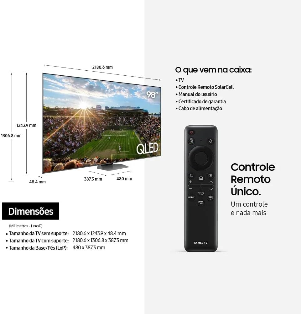 Samsung Smart TV 98" QLED Super Big 4K 98Q80C, SuperSlim Design ...