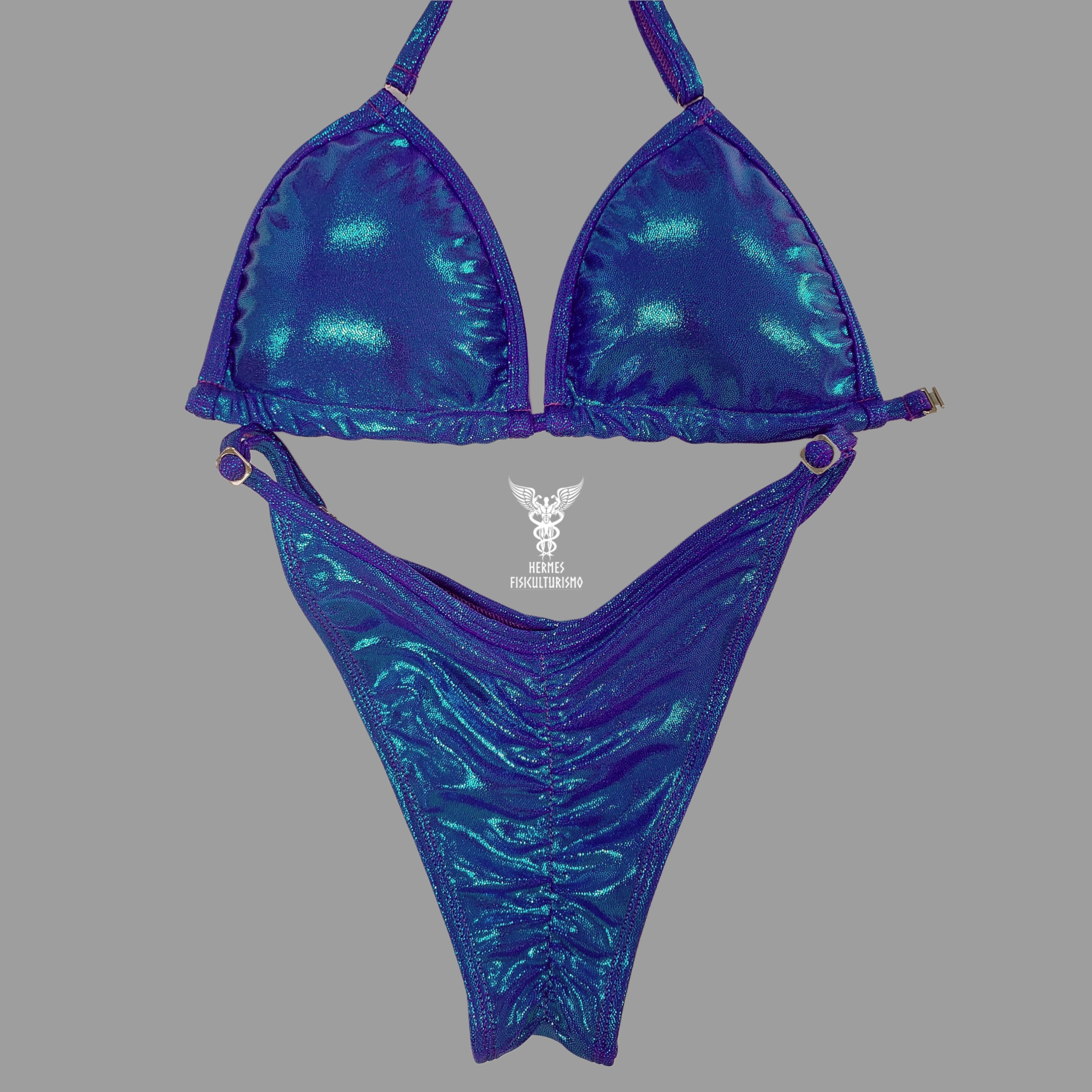 Biquíni Fit Model NPC - Azul com Roxo Brilhante - Hermes Fisiculturismo