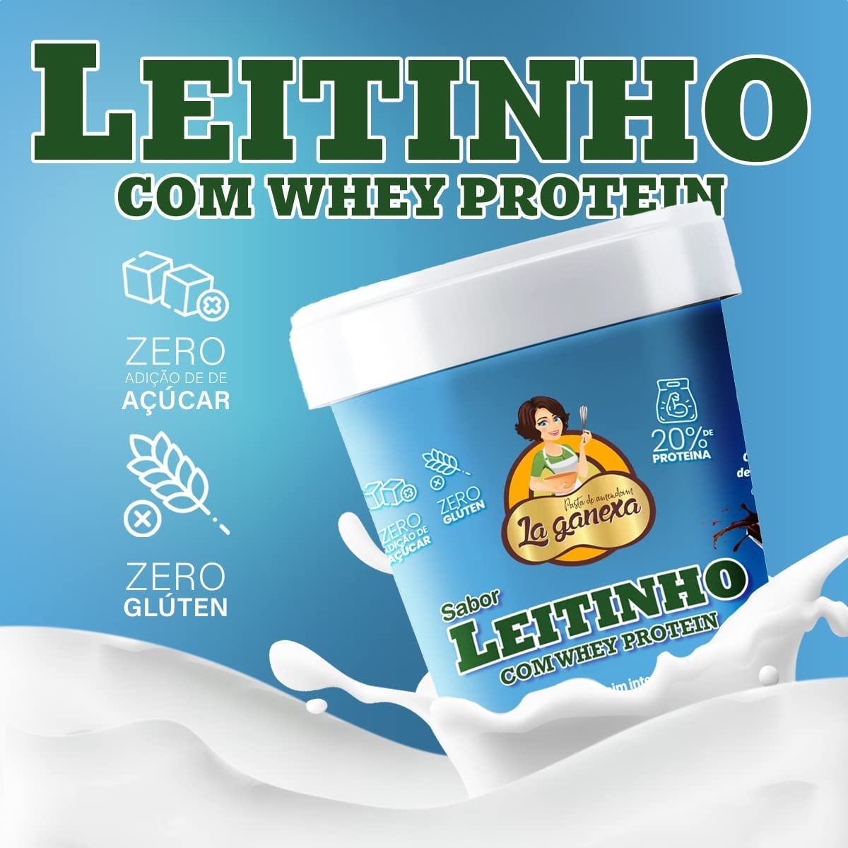 PASTA DE AMENDOIM LEITINHO COM WHEY PROTEIN 450G - LA GANEXA - Be Fit