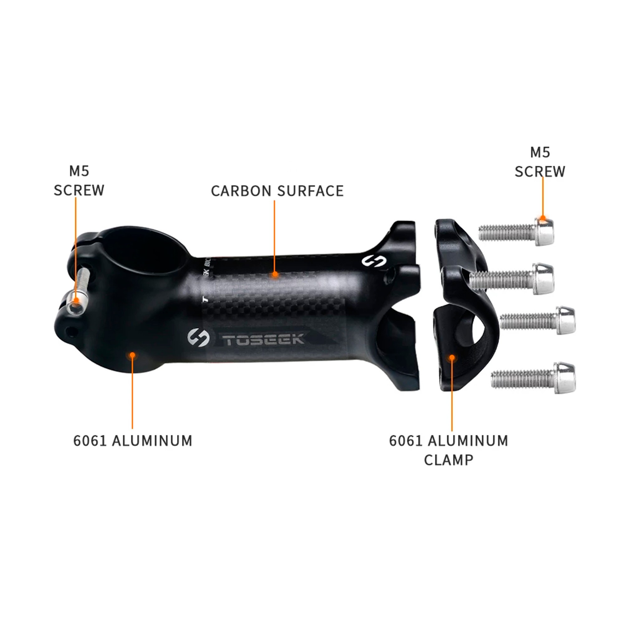 Mesa Avanço Carbono MTB Toseek 28,6mm x 31,8mm x 70mm - Fluindo - Loja ...