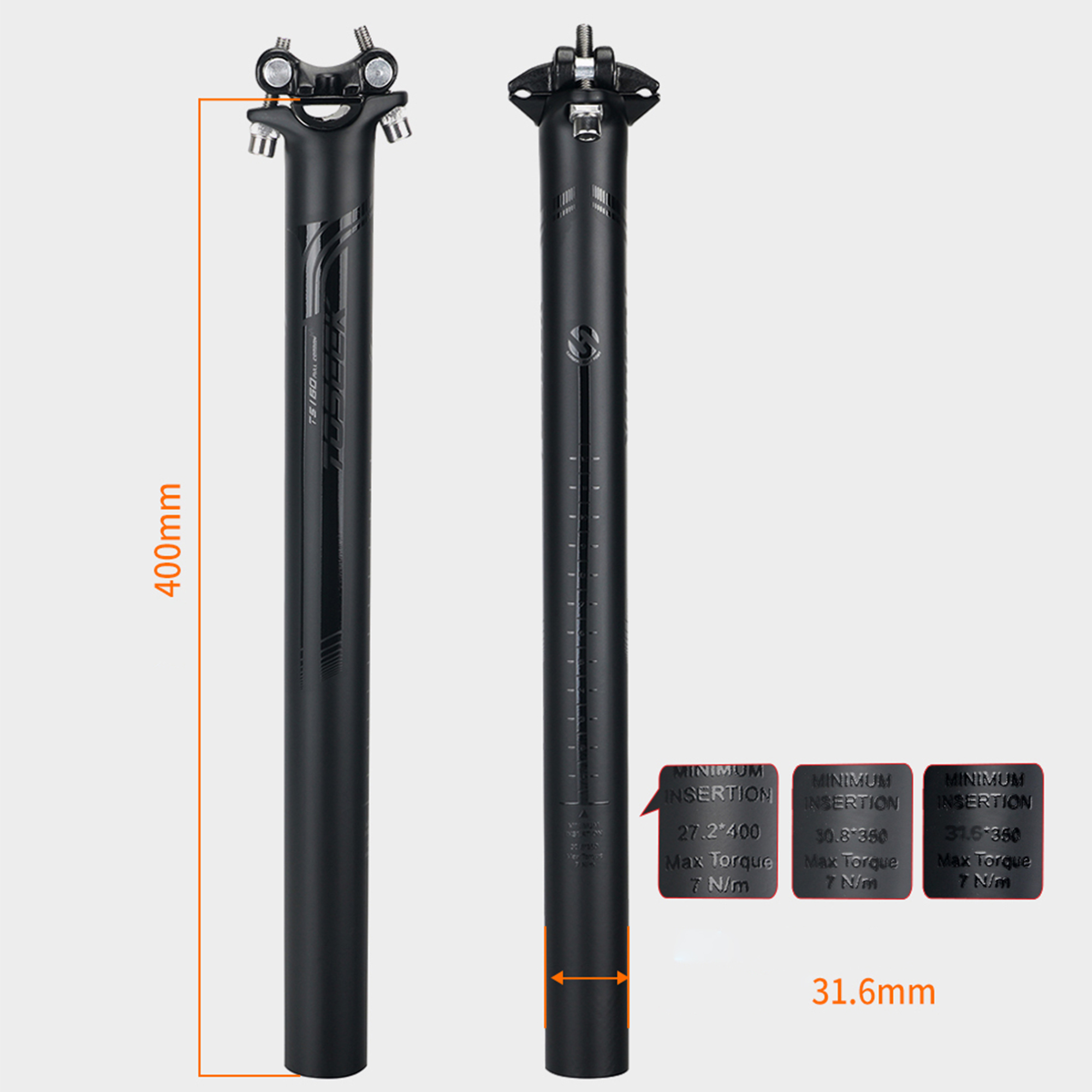 Canote de Selim 31,6x400mm Fibra de Carbono Preto - Toseek - Fluindo ...