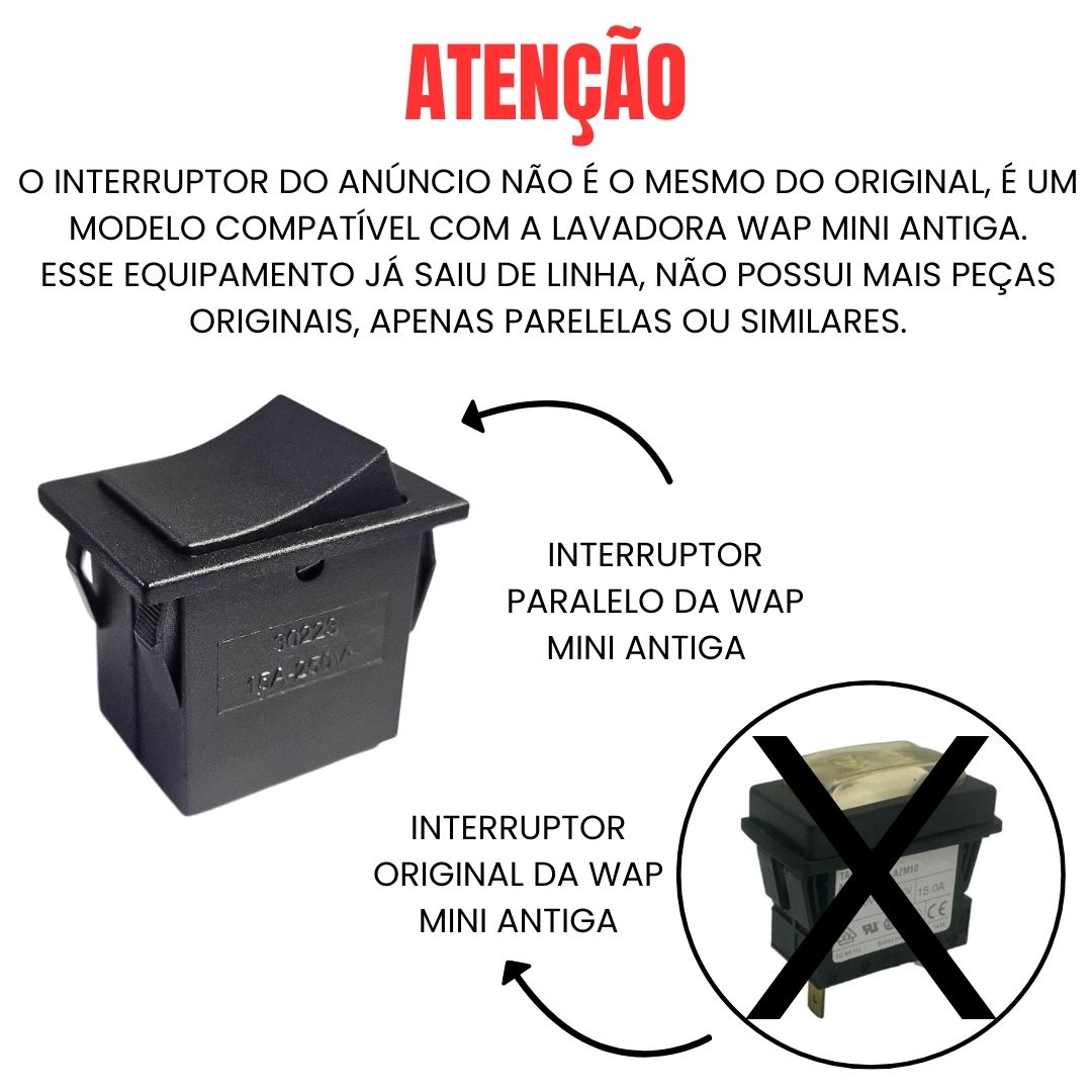 Interruptor Liga e desliga Com Capa Para Lava Jato Electrolux Wap Mini ...