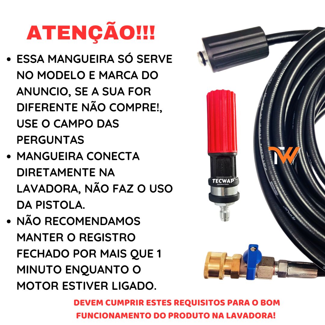 6 METROS Mangueira Com Registro E Bico Variador Para Lavadora WAP BRAVO ...