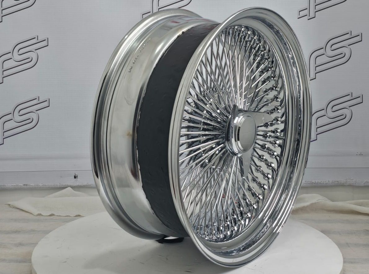 Roda Wire Wheels cromada (100 raios) Aro 18 / Tala 8 / Furação 5x114,3 ...
