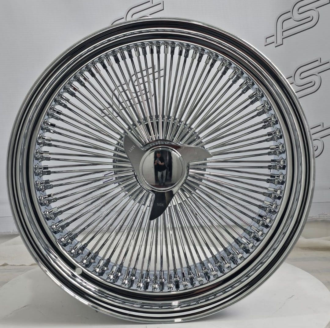 Roda Wire Wheels cromada (100 raios) Aro 18 / Tala 8 / Furação 5x114,3 ...