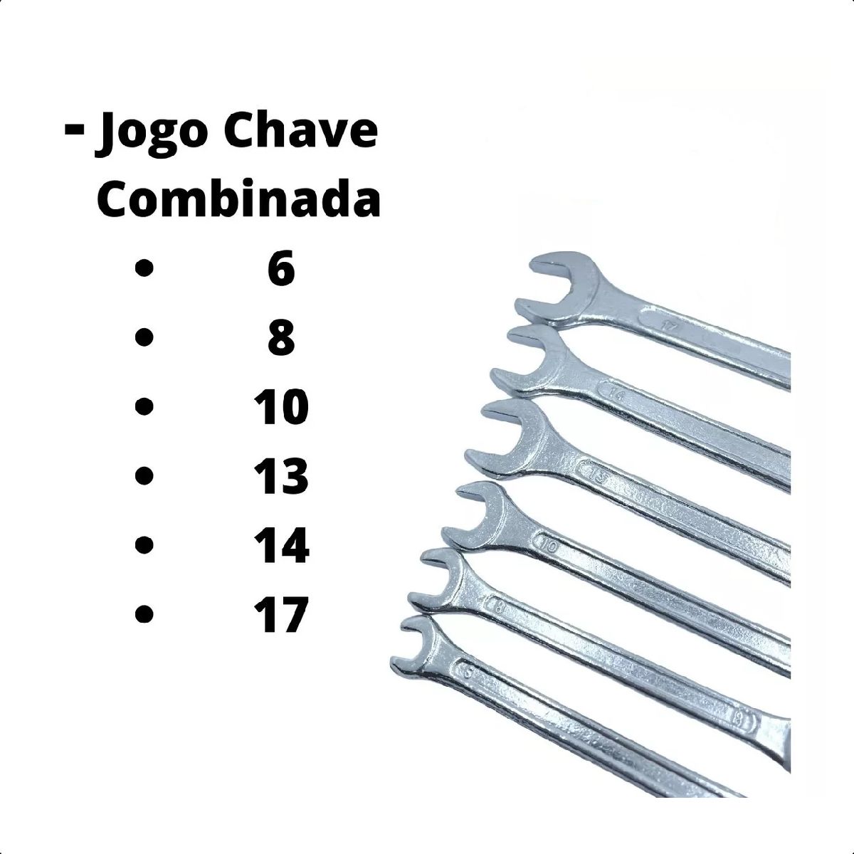 Jogo Chaves Combinada Fixa E Boca 06Pçs 6-17mm Aço Carbono - Bragante ...