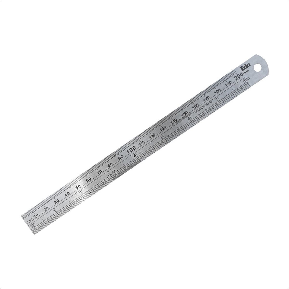 Régua Em Aço Inox Escala Mm e Pols 20cm 08 Pols - Bragante Ferramentas