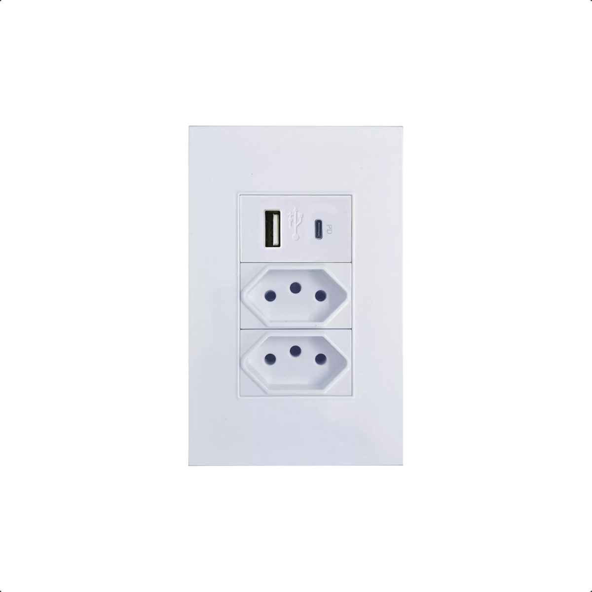 Tomada Modular Parede Dupla USB/USB-C Embu Bivolt - Bragante Ferramentas