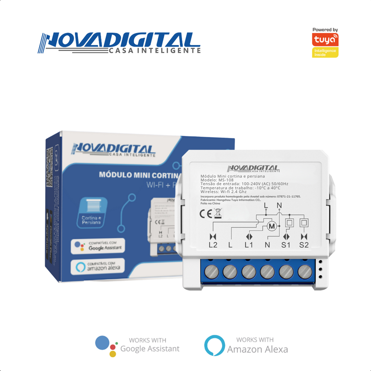 Mini Módulo Relé P/Cortina Persiana WiFi+RF433Mhz Inteligent - Bragante ...