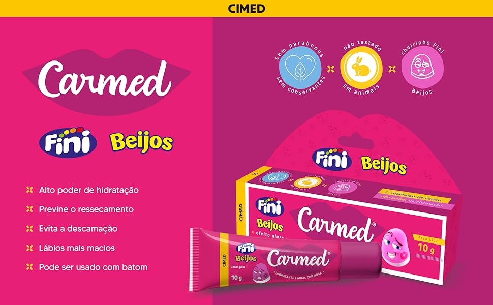 Carmed Fini Beijos Cor Rosa Hidratante Labial 10g - Distribuidora ...