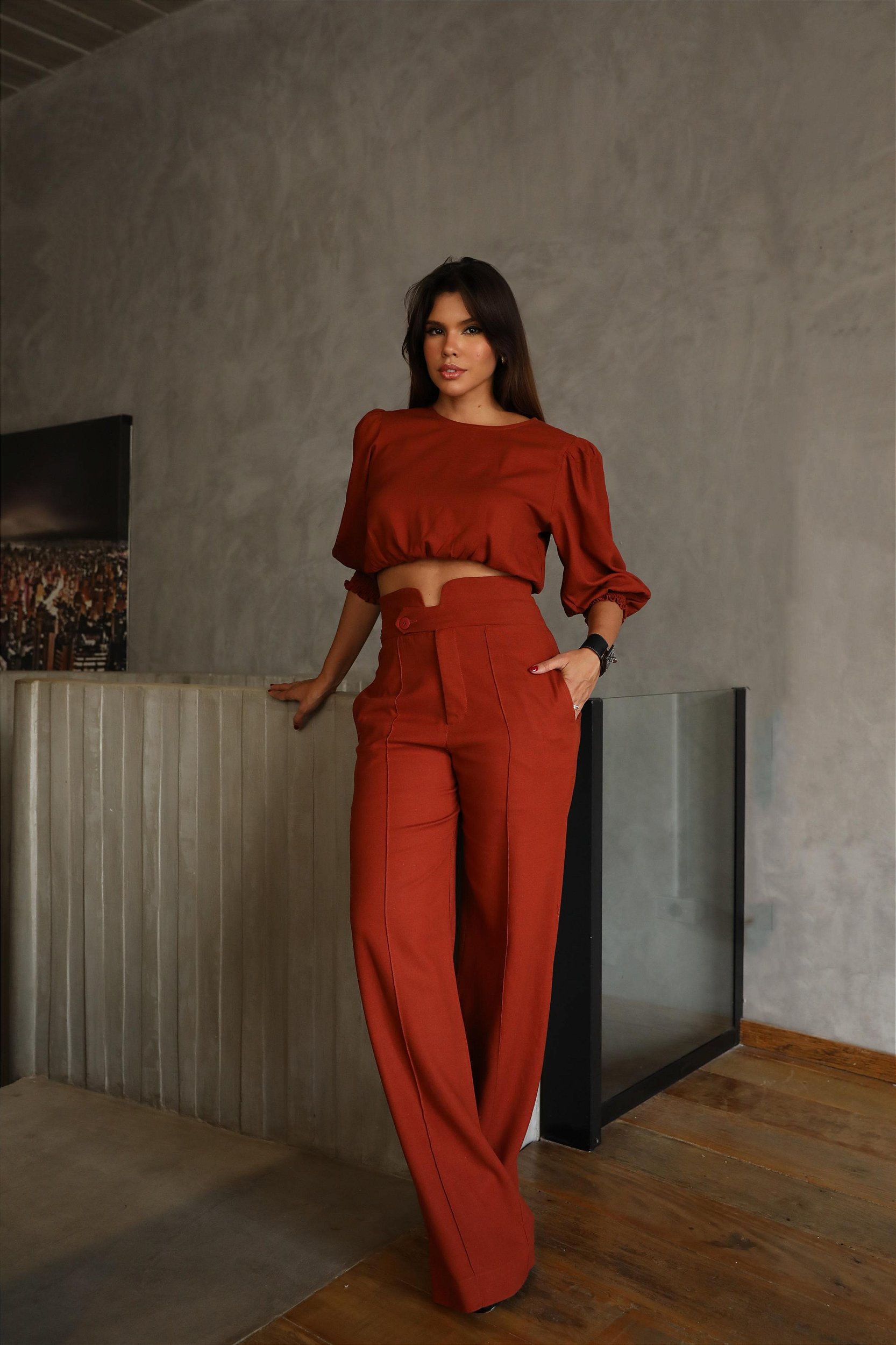 Conjunto Cropped Látex | Santóllo Modas - Santóllo Modas|Multimarcas|Roupas Femininas