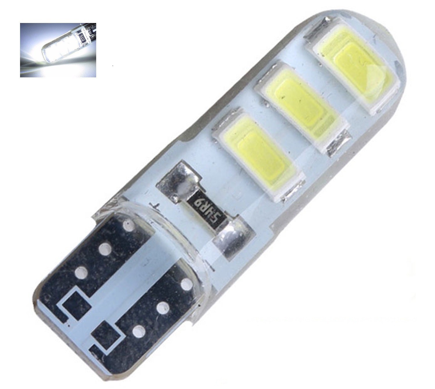 LAMPADA T10 SILICONADA 6 LED 5630 W5W BRANCO 12V - MFL ACESSORIOS LTDA