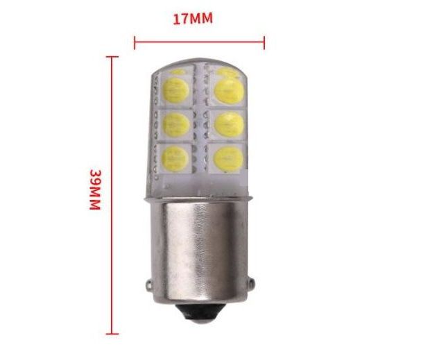 LAMPADA 12 LED SILICONADA BA15S 1 POLO P21W 1156 1141 LARANJA 12V - MFL ACESSORIOS LTDA